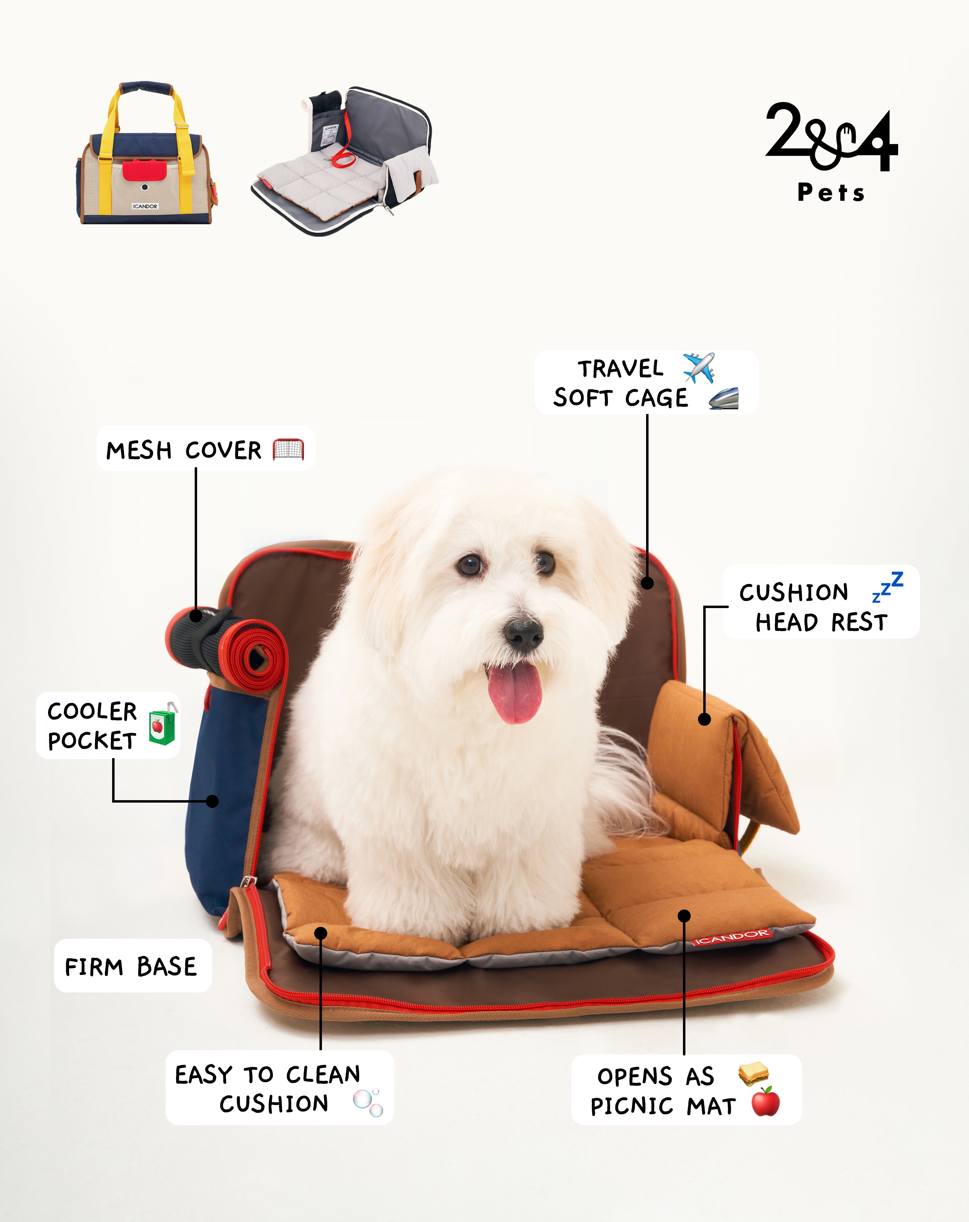 iBag | Pet Travel Carrier - Sassy Cream - 2&4 PETS